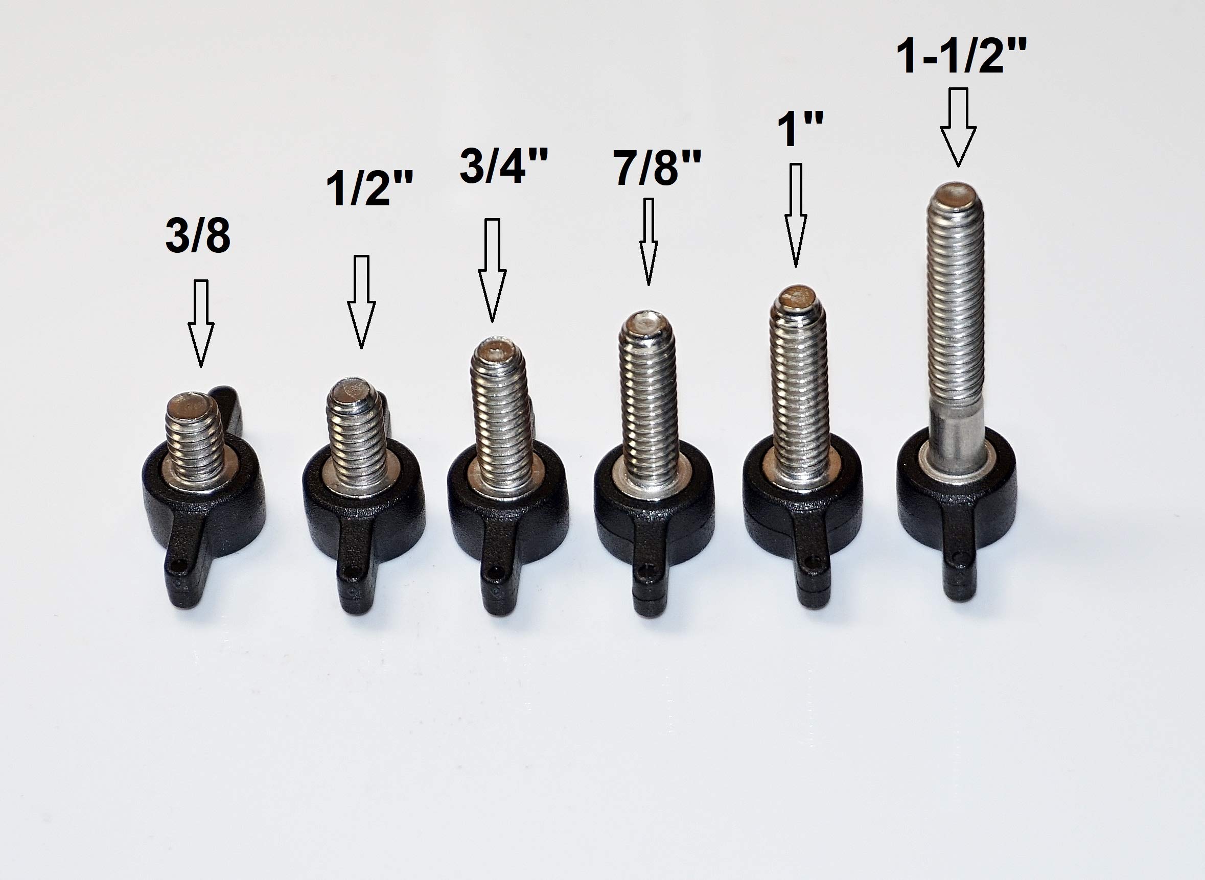 1/4-20" x 1-1/2" Thumb Screws with Tee/Wing Butterfly Black Thumb Screws (8)