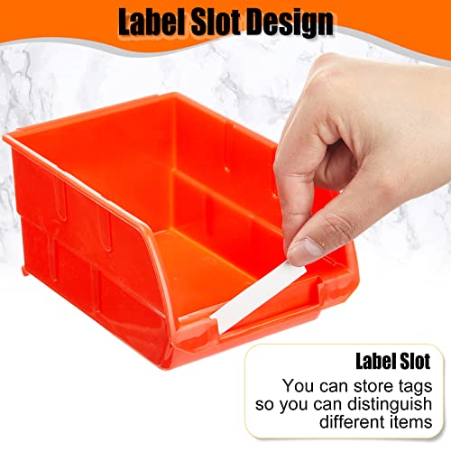 16 Pcs Plastic Wall Mounted Storage Bins (6.3inch x 3.2inch x 4inch) Hanging Stackable Storage with 4 Pieces Horizontal Shelf Trays Screw Organizers and Storage Bins Tool Organizers for Men Tools Gift