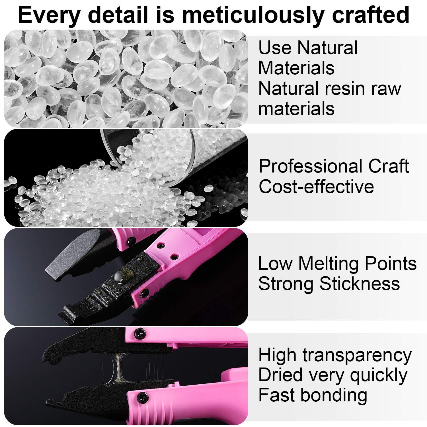100 g Granule Pellet Granule Bead Hot Fusion Extensions Tool Hot Keratin Glue Tips for Hair Extension Nail Design (Clear)