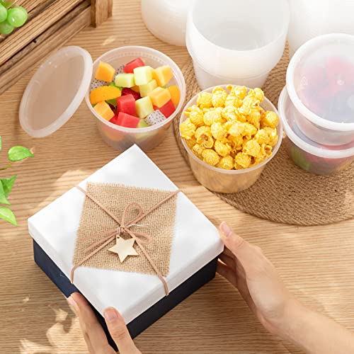 100 Sets Plastic Food Containers with Lids 16 oz Deli Storage Containers Disposable Soup Containers with Airtight Lids Leakproof Round Clear Takeout Container, Microwave Dishwasher Freezer Safe