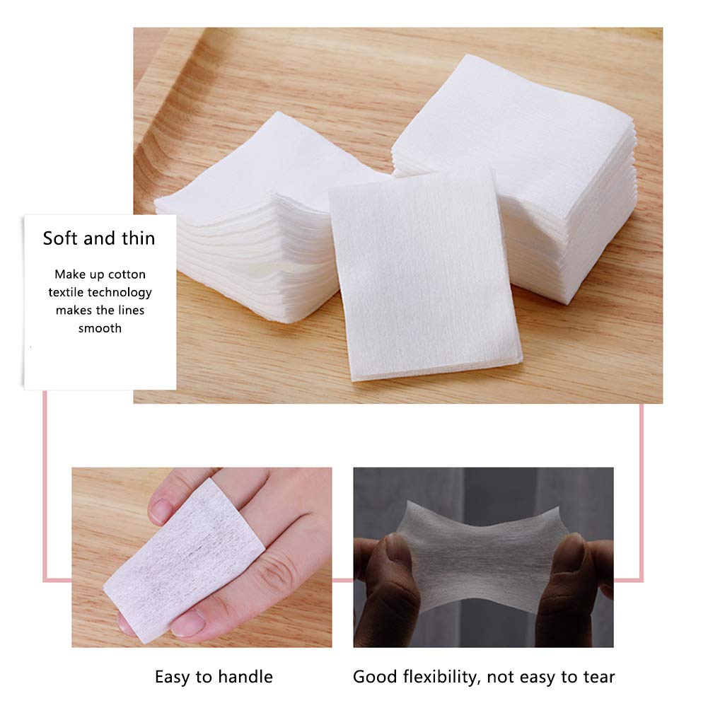 1000 PCS Thin Makeup Facial Cotton Pads, Square Facial Lips Eyes Makeup Remover Pads, Nails Polish Remover Cotton Pads, Non-Woven, Soft, Lint Free