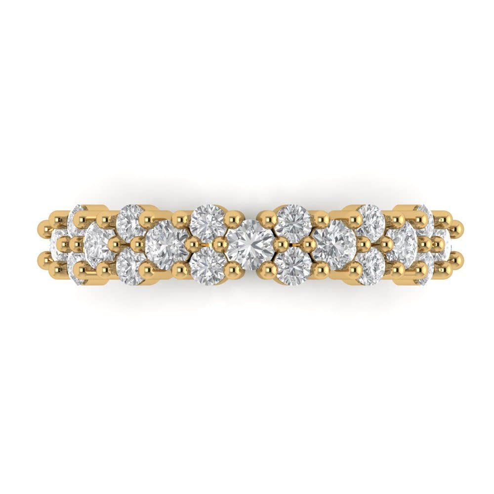 1.05 ct Brilliant Round Cut Clear Simulated Diamond 14k Yellow Gold Wedding Engagement Designer Anniversary Ring Band Sz 7