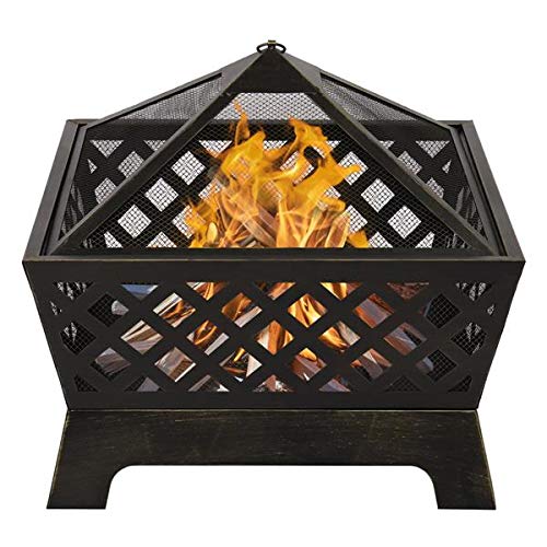 4 Angles Shaped Patio Fire Pit Outdoor Home Garden Backyard Firepit Bowl Fireplace