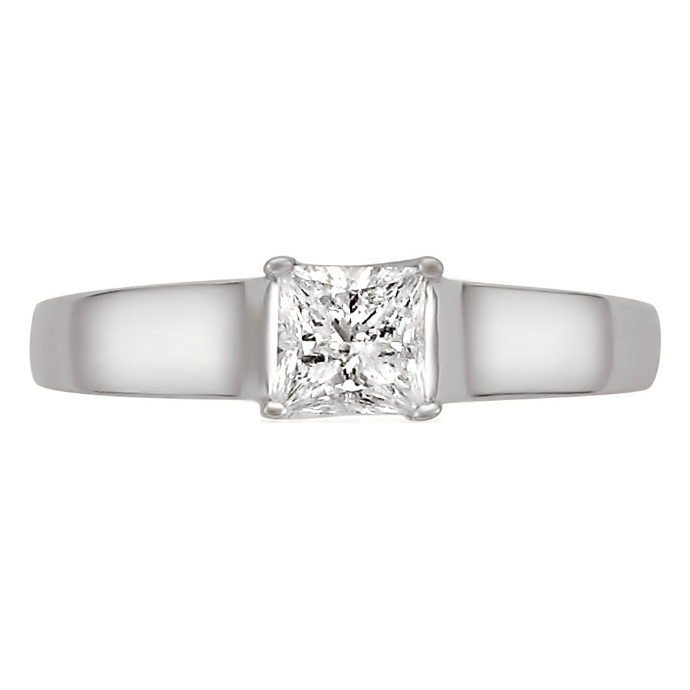1/3 cttw, 14k White Gold Princess-cut Solitaire Diamond Engagement Wedding Ring (1/3 cttw, I-J, I2-I3), Size 6.5