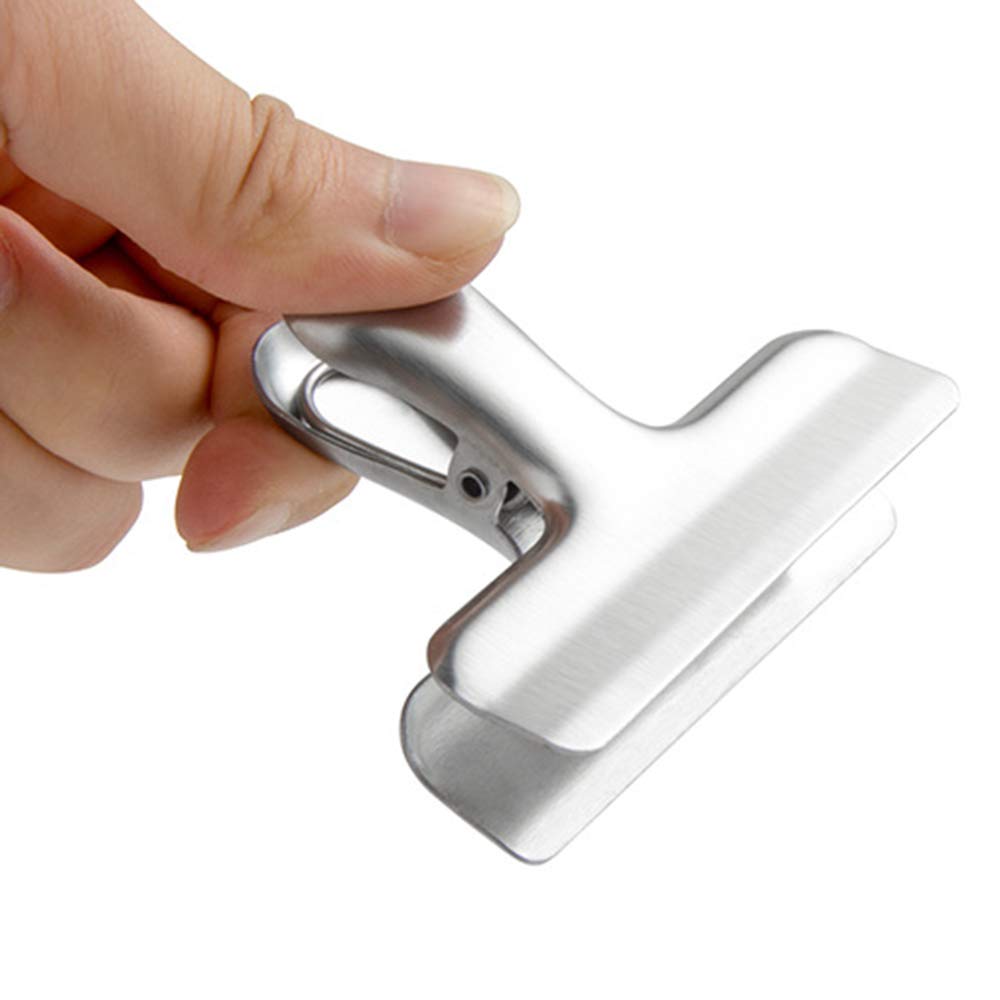 10 pcs Stainless Steel Chip Bag Clips, CNYMANY 3 Sizes 4.7" 3" 1.6" Heavy Duty Air Tight Seal Grip Coffee Food Bag Clamps for Office Kitchen Home Use