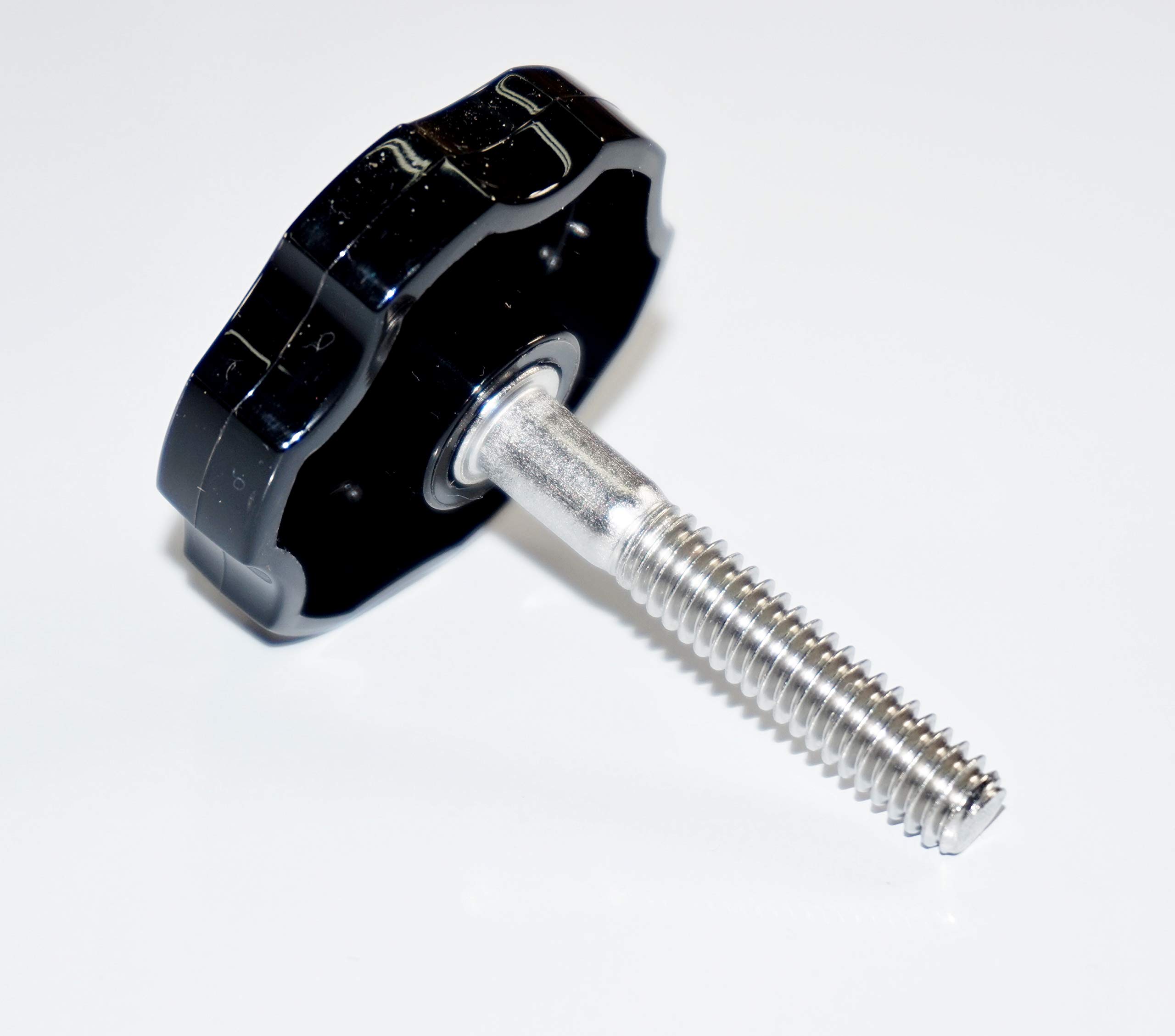 1/4"-20 x 1-1/2" Thumb Screw Stainless Steel Standard/Coarse Threads Clamping Rosette Knobs Black - Made in The USA (10)