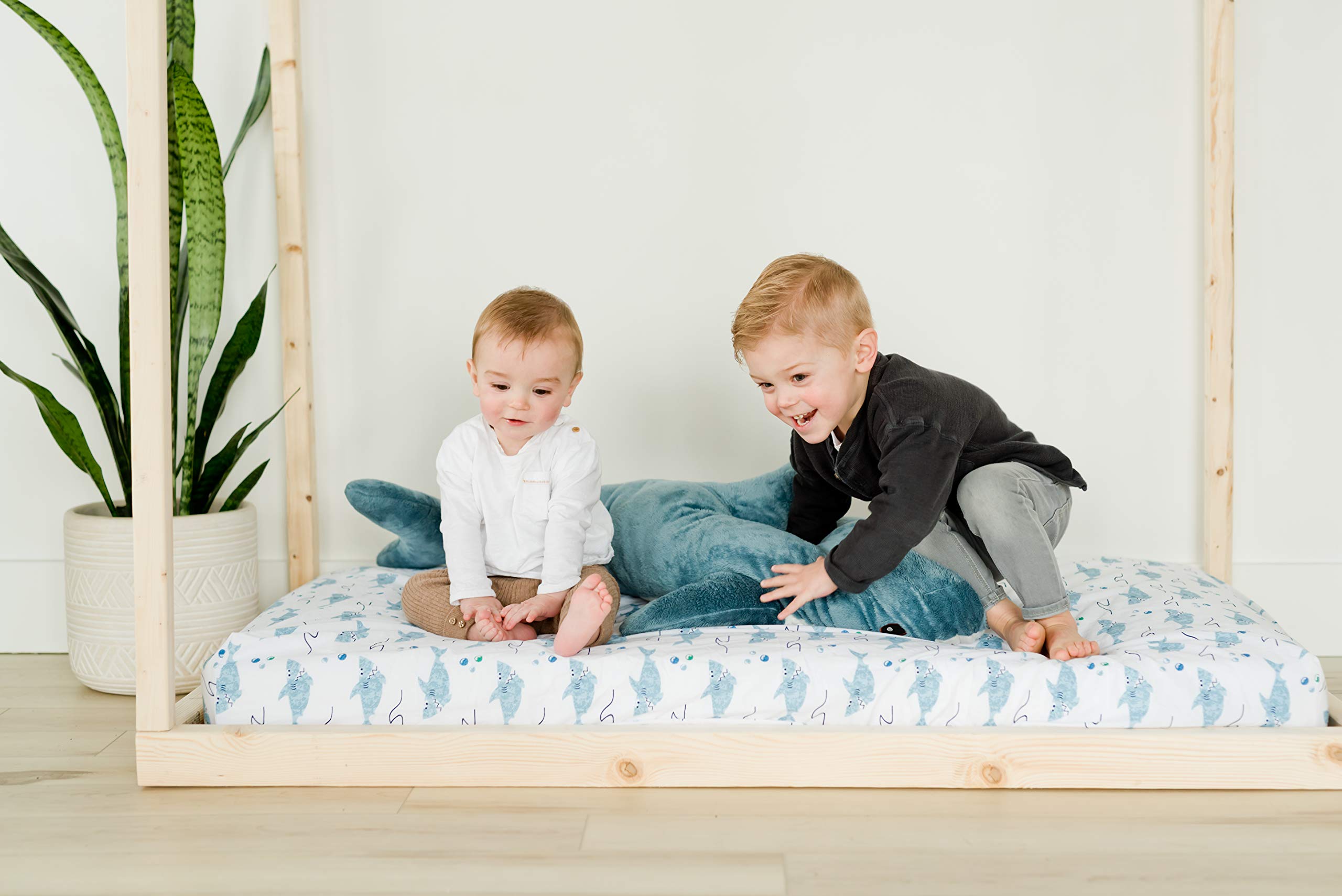 100% Cotton Fitted Crib Sheet - Premium Baby Bedding - Soft, Breathable & Durable - Shark Print
