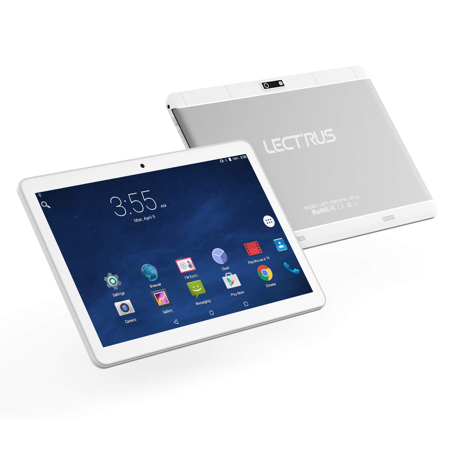 10 inch Android Tablet Supports 3G Phone Call, Google Certified, Quad-Core, 16GB Storage, 10.1" 3G Tablets with Dual Sim Card Slots and Carmeras, WiFi, Bluetooth, Full HD Display, 6000mAh Battery, FM…
