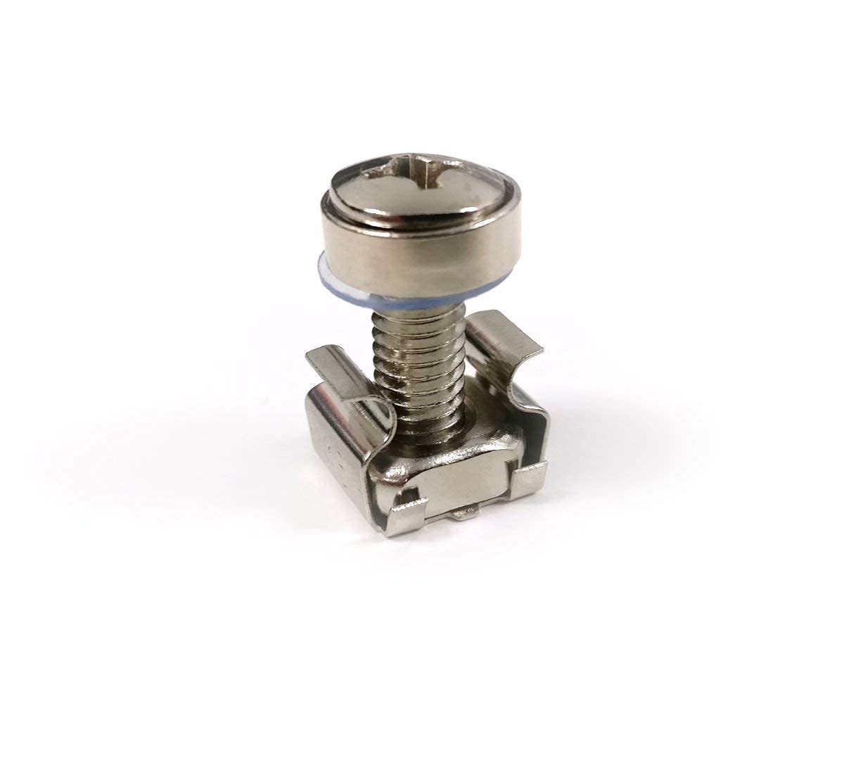 100 Pack of Nickel-plated Cage Nuts with Screws and washers. Works with Racks from Dell, HP, APC and Many Others