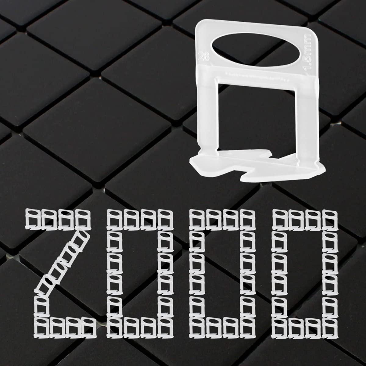 1/32" Tile Leveling System Clips 2000 pcs DIY Tiles Leveler Spacer, Tile Leveling System For Ceramic Tiles and Stone, Easy Installation (2000, 1/32")
