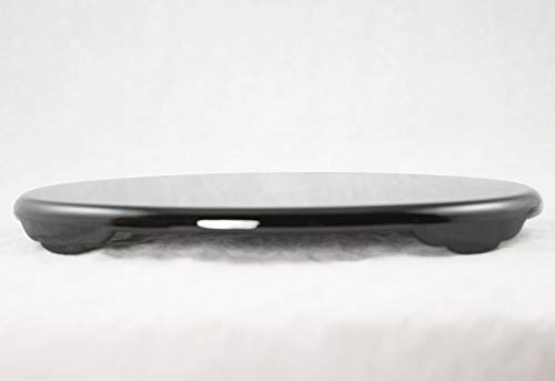 10.5" Oval Japanese Lacquer Stand Base for Vase, Statue, Ikebana, Bonsai - Black