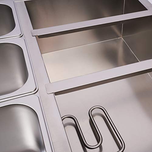 110V 850W 6 Pan Commercial Grade Food Warmer, 6inch Deep Stainless Steel Buffet Food Warmer Steam Table with Temperature Control for Catering and Restaurants