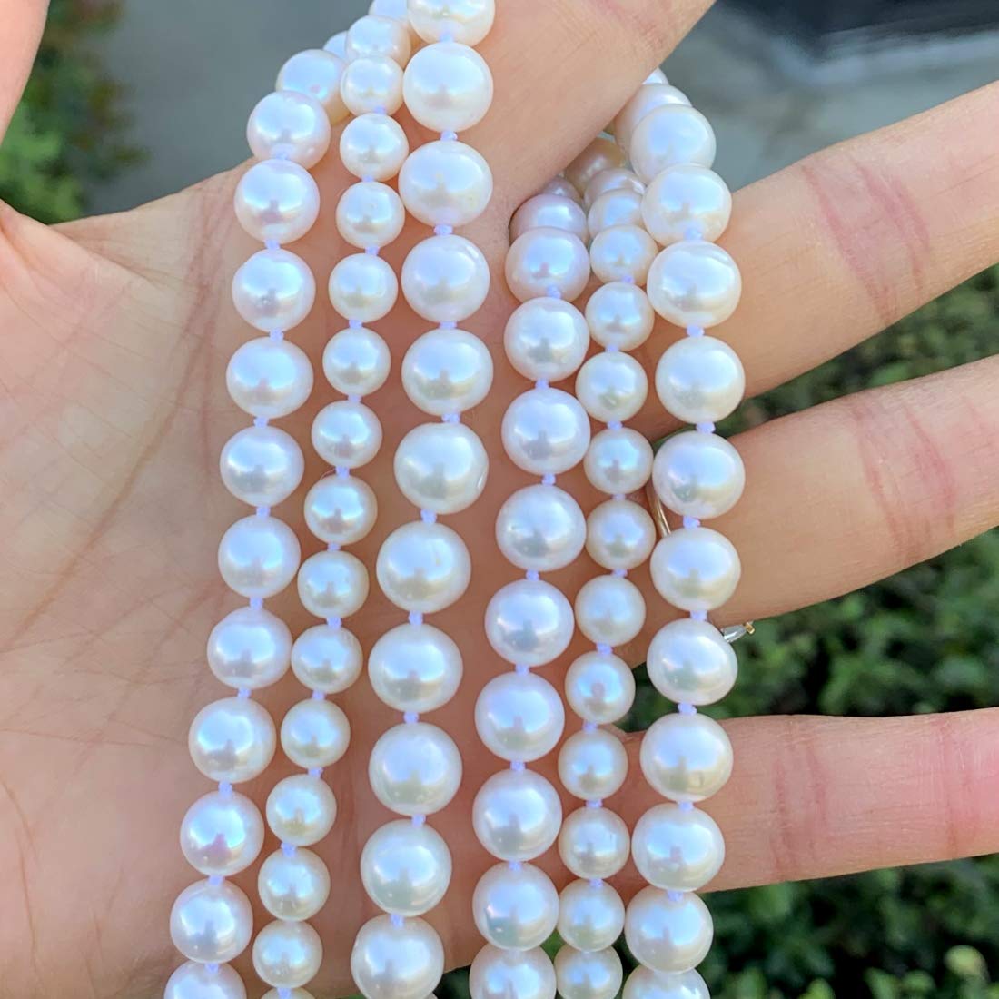 1 Strand Adabele Real Natural AAA+ Grade Round White Cultured Freshwater Pearl Organic Gemstone Necklace 16 Inch Long Single String Jewelry PN5-A67