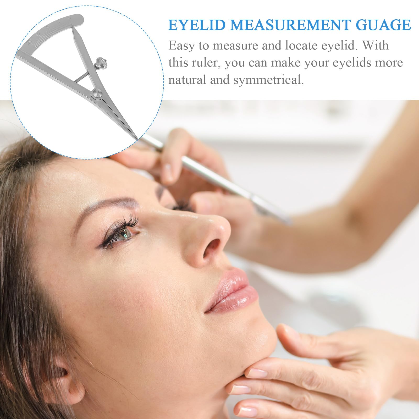 Baluue 2pcs Eye Measuring Instrument Graduated 0 to 20mm Scale Stainless Caliper, Stainless Steel Caliper Graduated Eye Measurement Gauge Eyelid Gauge Designer