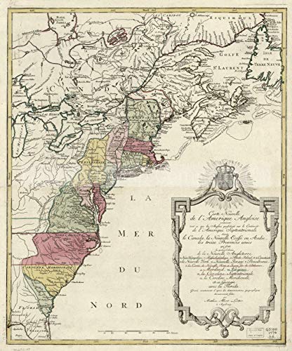 1776 Map| America|British|North America|United States| Carte Nouvelle de l'Amerique an