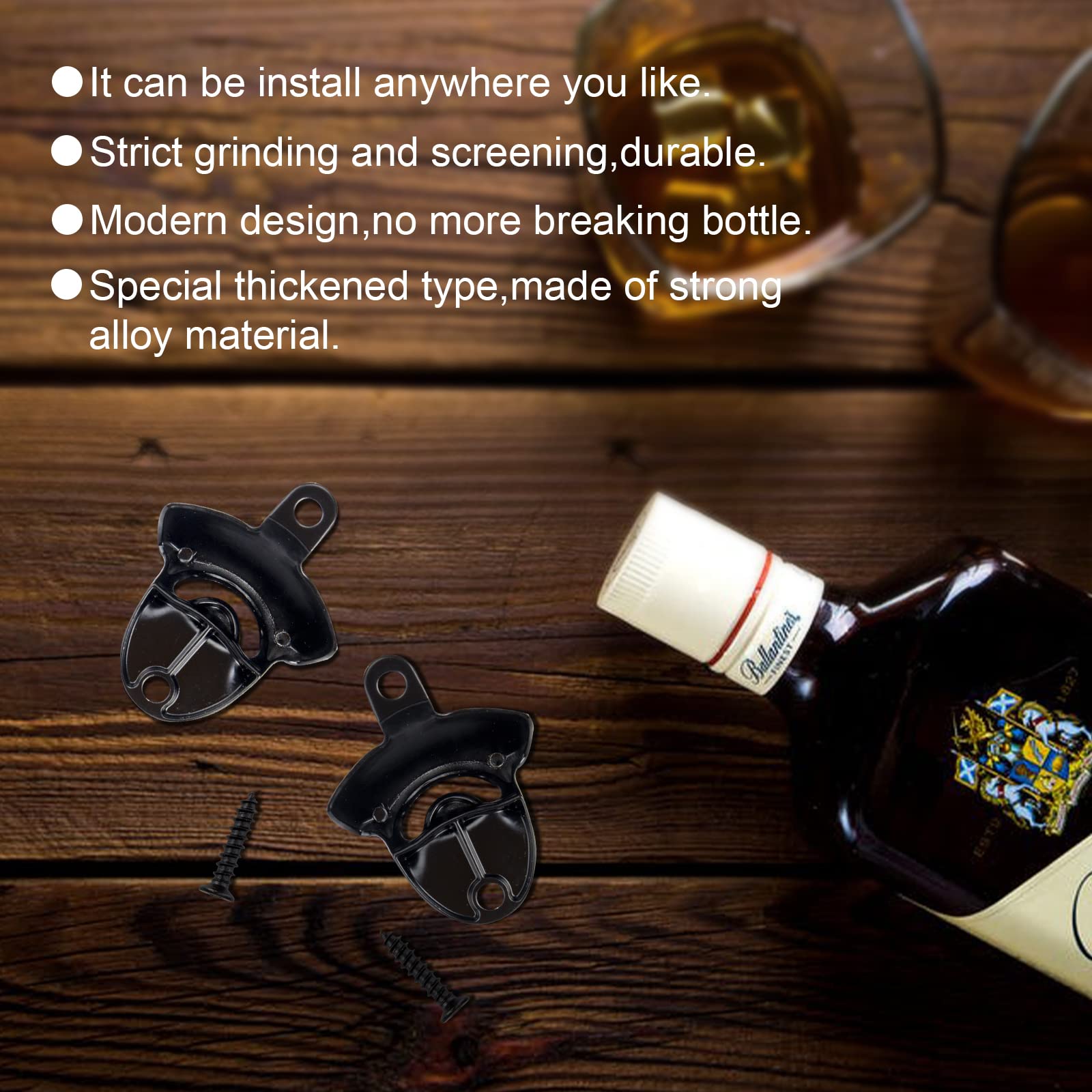 10 PCS Wall Mount Bottle Openers Vintage Beer Bottle Opener Suitable for Rustic Bars KTV Hotels Homes Restaurant - Black