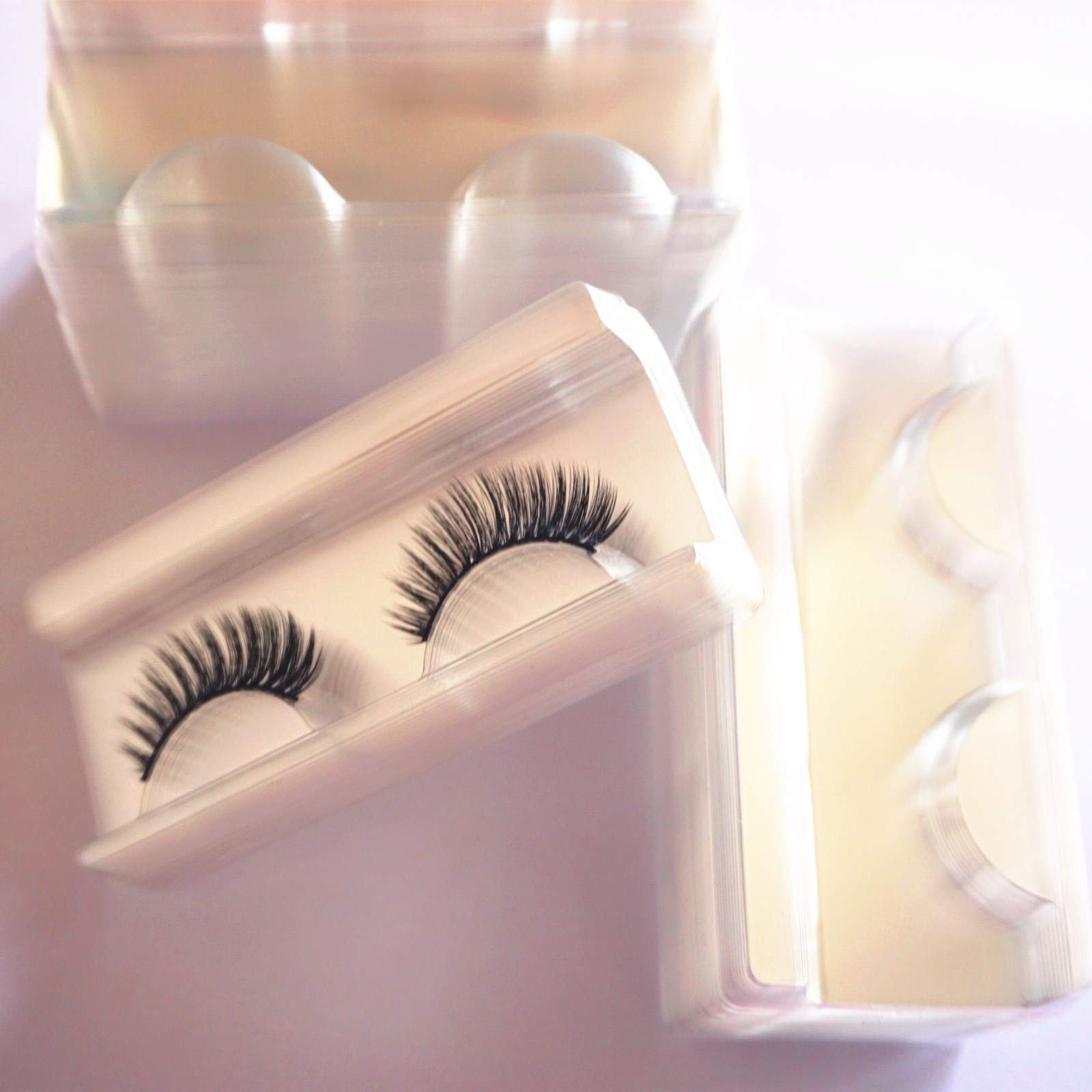 100pcs Transparent Empty Eyelash Lash Trays Holder Good Plastic Packaging Box Eyelash Storage Case Boutique Beauty Salons Rectangle for 25MM
