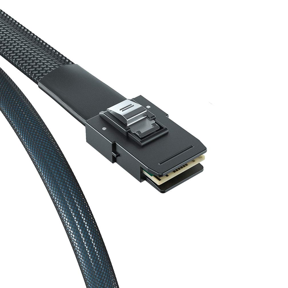 2 Pack 12G Internal Mini SAS HD SFF-8643 to SFF-8087(36Pin) Cable, 0.5m Internal Mini SAS to Mini SAS Cable, 36 Pin, with Sideband, 100 Ohm, Flexible, Support RAID, PCIE Controller, 0.5-Meter(1.6ft)