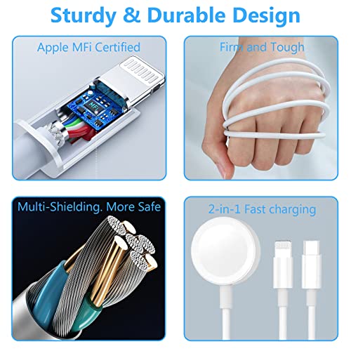 2 in 1 USB-C Fast Apple Watch Charger,6.6FT Apple Certified Wireless iWatch Charger Magnetic Charging Cable with 20W USB C Wall Charger Plug for Apple Watch Series 8/7/SE/6/5/4/3 & iPhone 14/13/12/11