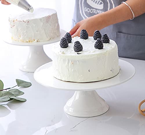10-Inch Porcelain Cake Stand, Round Dessert Stand, Cake Stand for Dessert Table, White Round Ceramic Dessert Display Stands Cupcake Holder, Cupcake Stand for Wedding, Birthday Party, Baby Shower