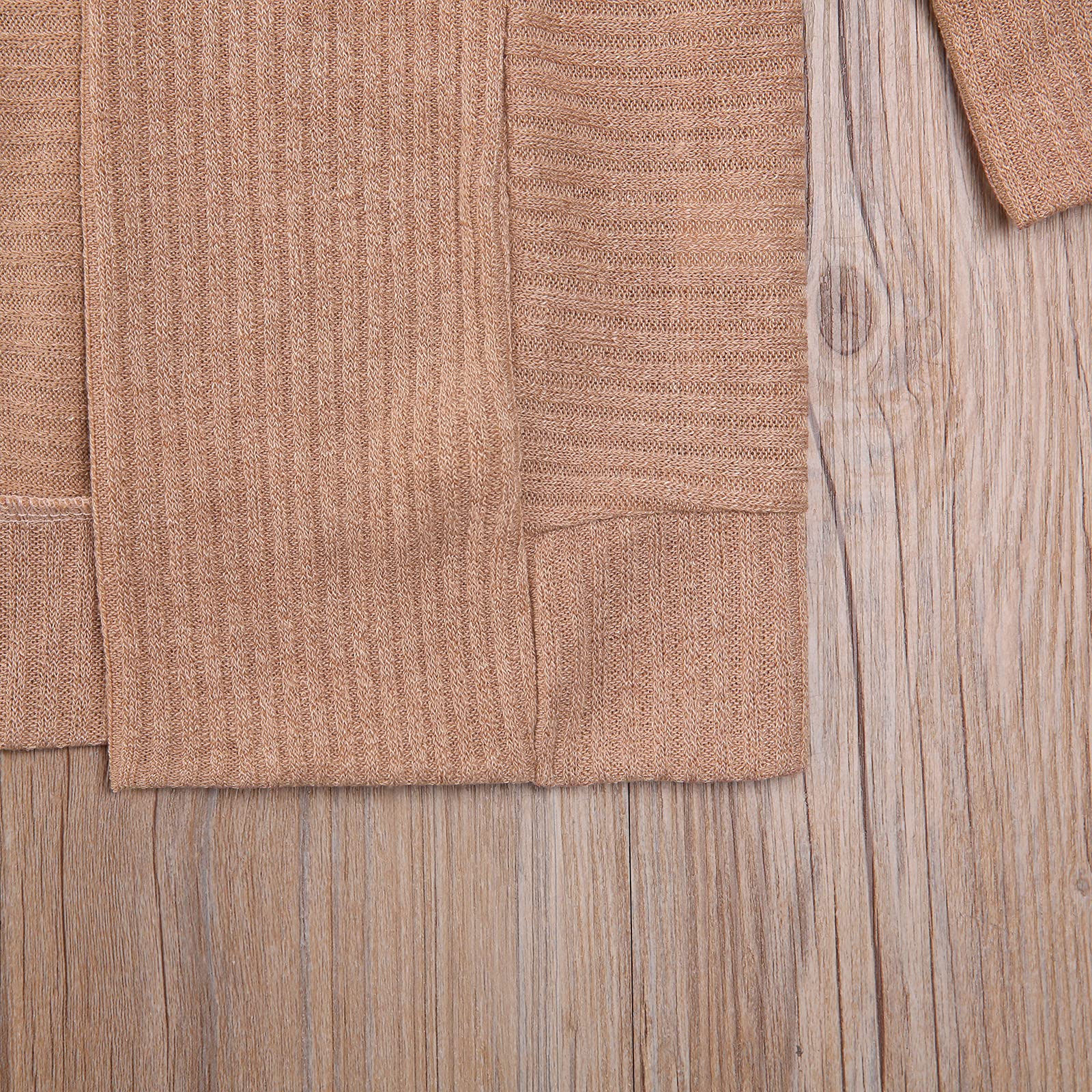 Cutoluca Toddler Baby Girl Knitted Sweater Long Sleeve Cardigan Open Front Coats Fall Winter Kids Solid Long Jacket (Khaki, 6-7 Years)