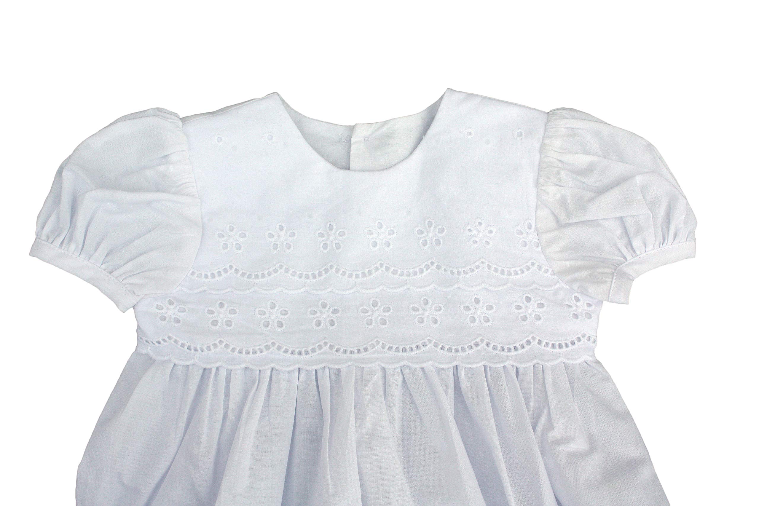100% Cotton Dress Christening Gown Baptism Gown with Lace Border (Newborn (Birth-7 lbs)) White
