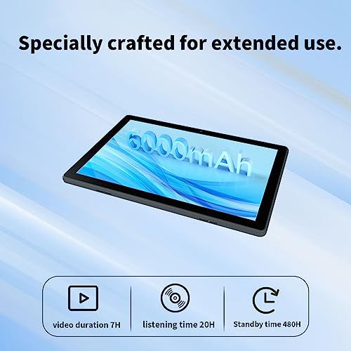 10.1 Inch Tablet, Android 12 Tablets 3GB RAM 64GB ROM 512GB Expand, 1280x800 IPS HD Touchscreen with GPS, 6000mAh Battery, Bluetooth, Dual Camera, GMS, WiFi(Black)