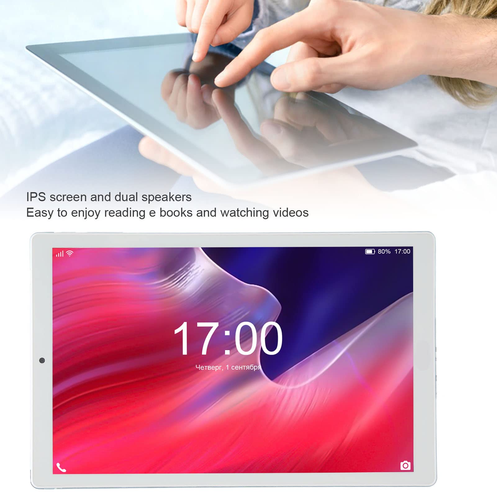 10 Inch IPS HD Screen Tablet, Fast Charging 3 Card Slots Night Reading Mode 8 Core Tablet for Kids for Travel (US Plug)