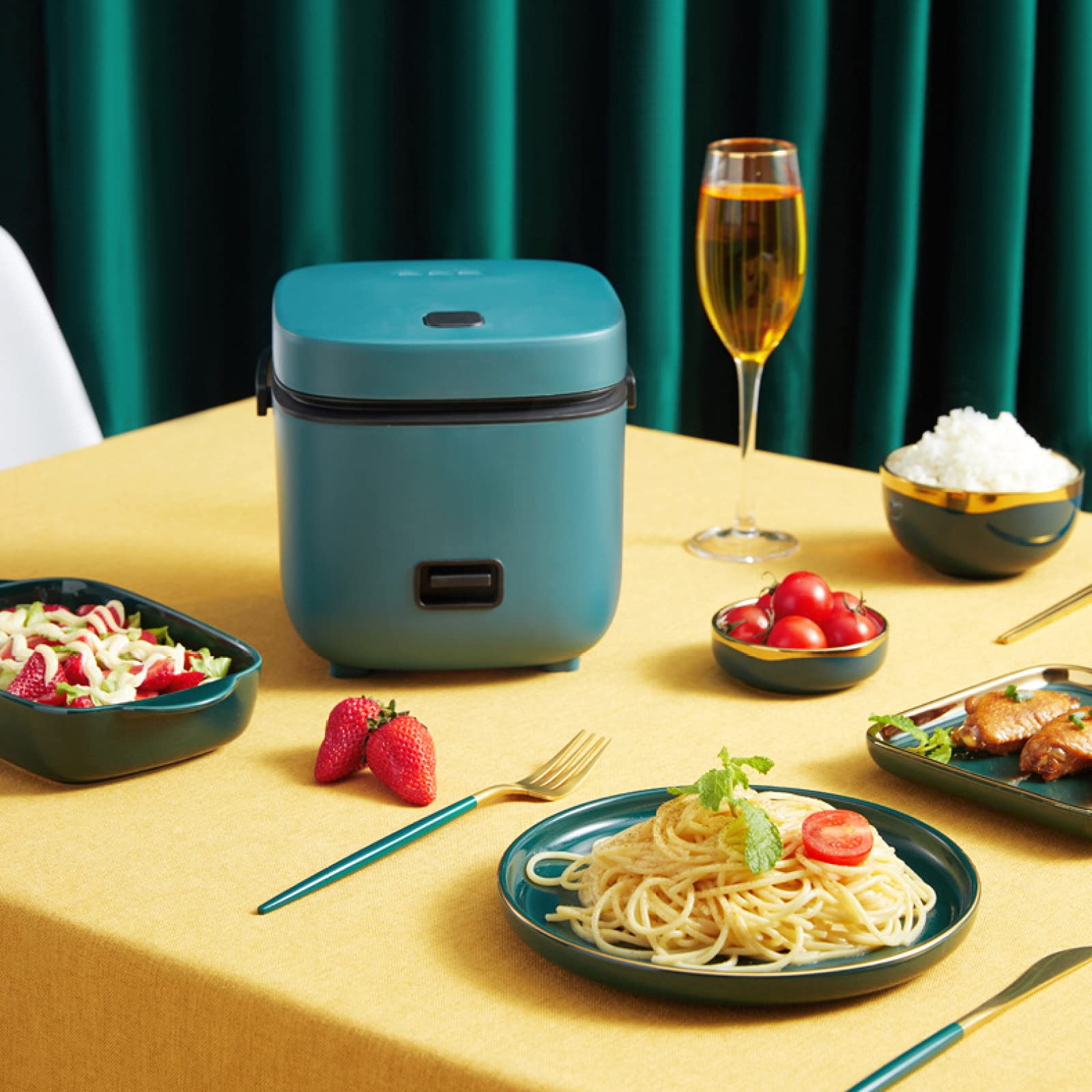 1.2L Rice Cooker Food Steamer with Keep-Warm Function, Slow Cooker, Grain Maker, Yogurt Maker