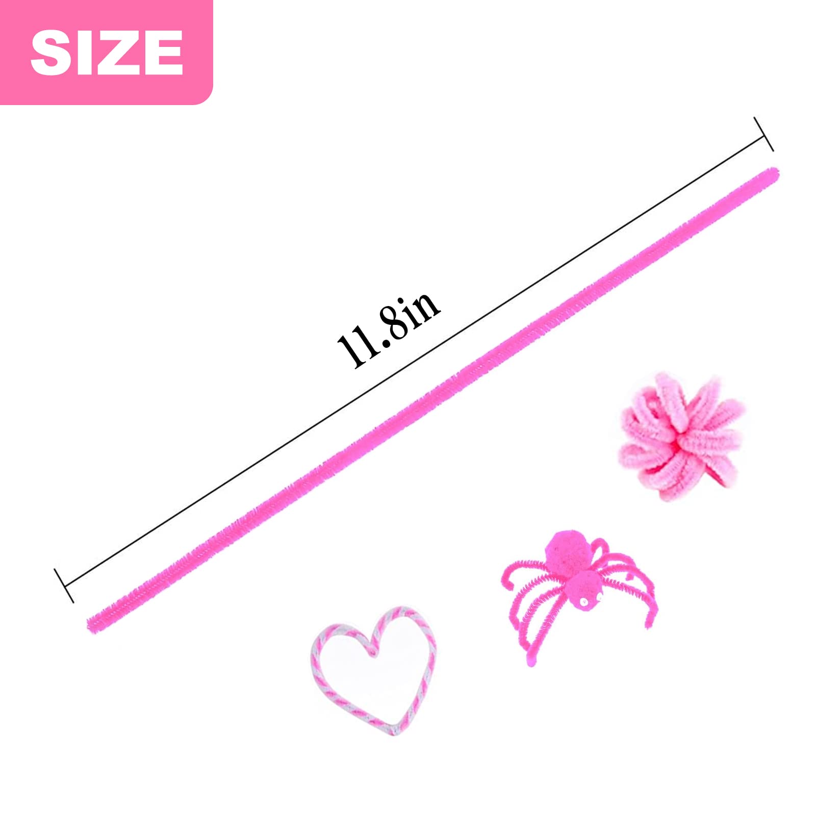 100Pcs Pink Pipe Cleaners,30cmX6mm Pipe Cleaners Craft Chenille Stems for DIY Art Creative Crafts (Pink100)