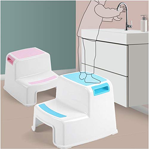 2 Step Stool for Kids(1 Pack, Drak Pink) - Toddler Step Stools for Toilet Potty Training, Bathroom and Kitchen - Slip Resistant Soft Grip for Safety, Stackable