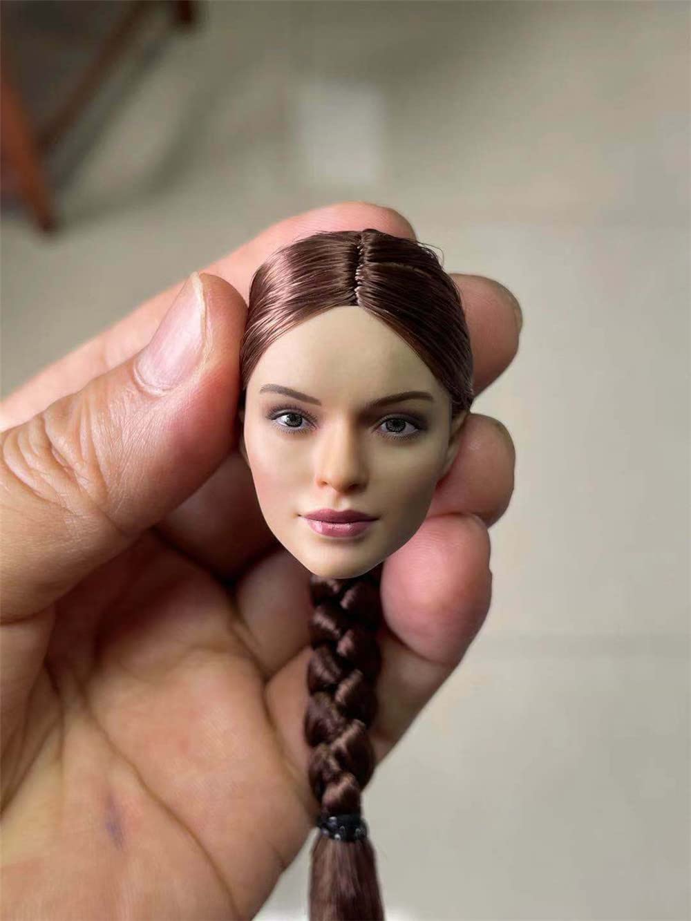 1/6 Scale Female Head Sculpt,Girl Soldier Braid Hair Head Carved for 12'' Phicen TBLeague VC Action Figure