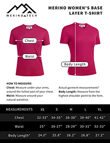 100% NZ Organic Merino Wool Lightweight Women's Base Layer Thermal Short Sleeve T-Shirt + Merino Wool Hiking Socks Bundle (Medium, Purple V-Neck)