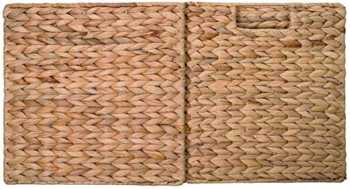 4 Decorative Hand-Woven Small Water Hyacinth Wicker Storage Basket, 13x11x11 Perfect for Shelving Units