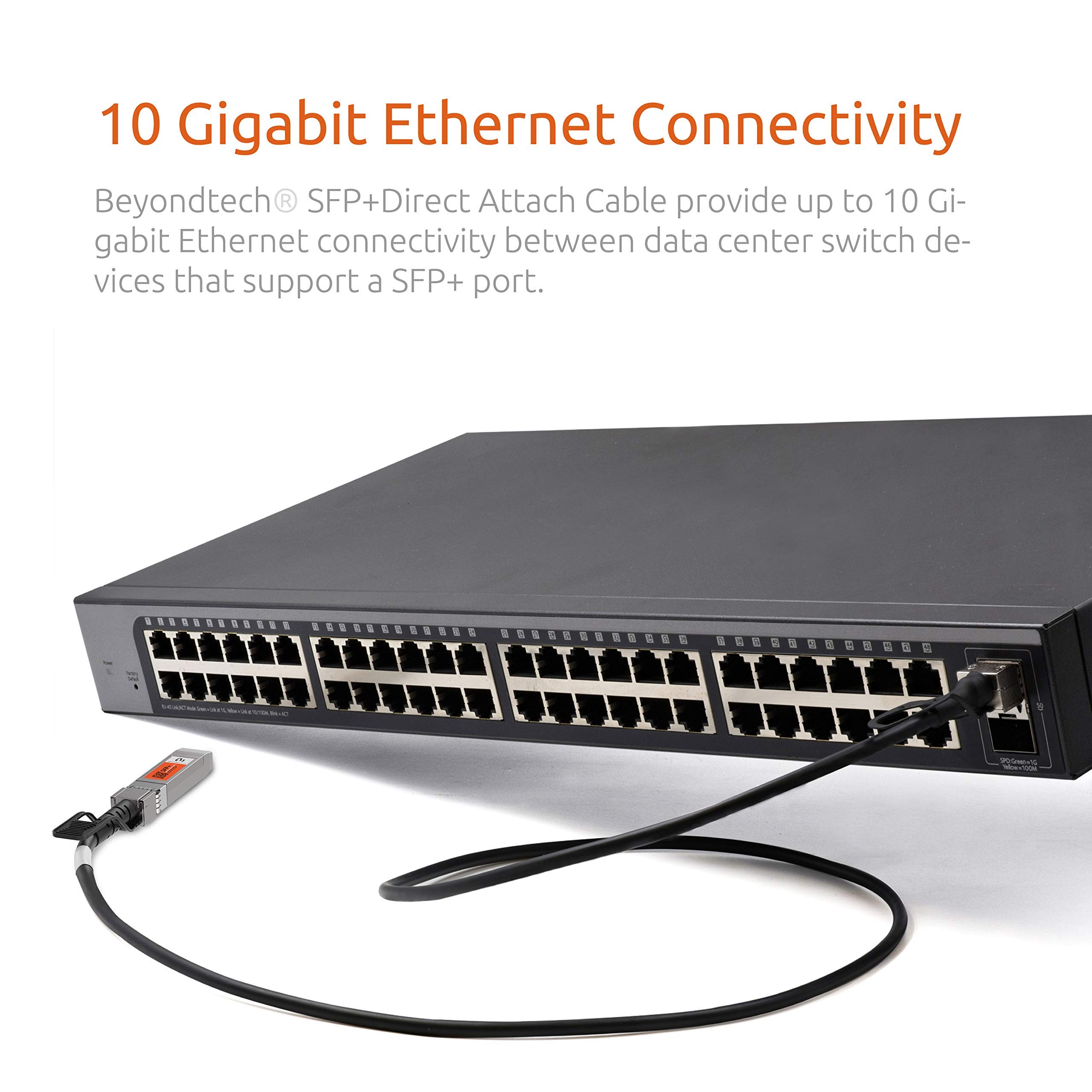 10G SFP+ Direct Attach Cable - 30 AWG Twinax LSZH / 2 Meters (2m / 6.5ft) - Beyondtech 10Gb Gigabit Ethernet Switch Network SFP DAC Cable Series