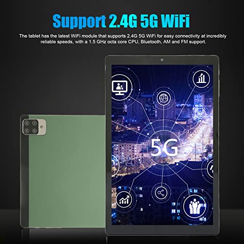 10.1 Inch 11 Tablets, 4G Kids Tablet, Octa Core 6G RAM 128G ROM, 1080P IPS Touch Screen, 5+13MP Dual Camera, 2.4G/5G WiFi, 6000mAh Battery, USB C, Green