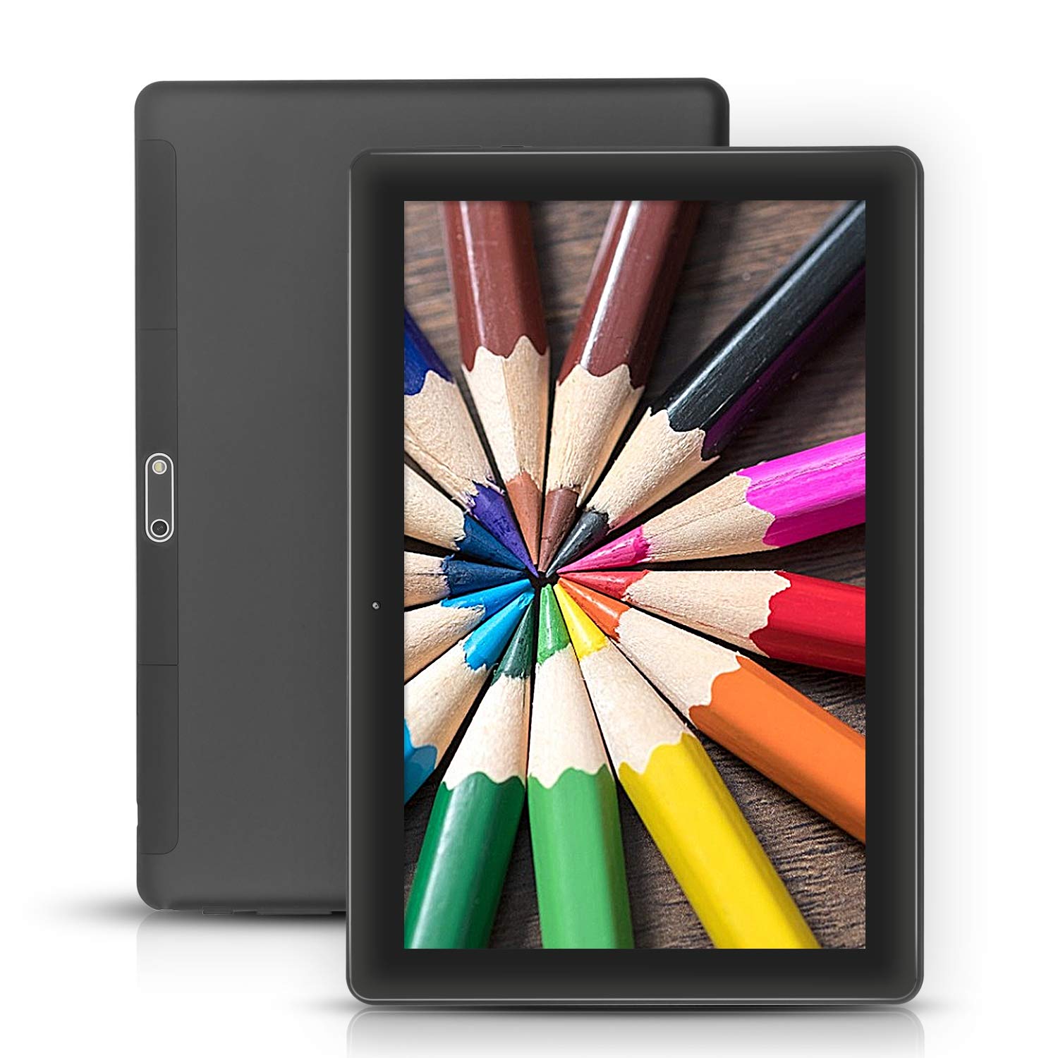 10 inch Android 9.0 Tablet Pad Dual SIM Card Slot 2.5D Curved Glass Touch Screen 4GB RAM 64GB ROM 3G Phablet Built-in Bluetooth WiFi GPS Tablets (Metallic Black)