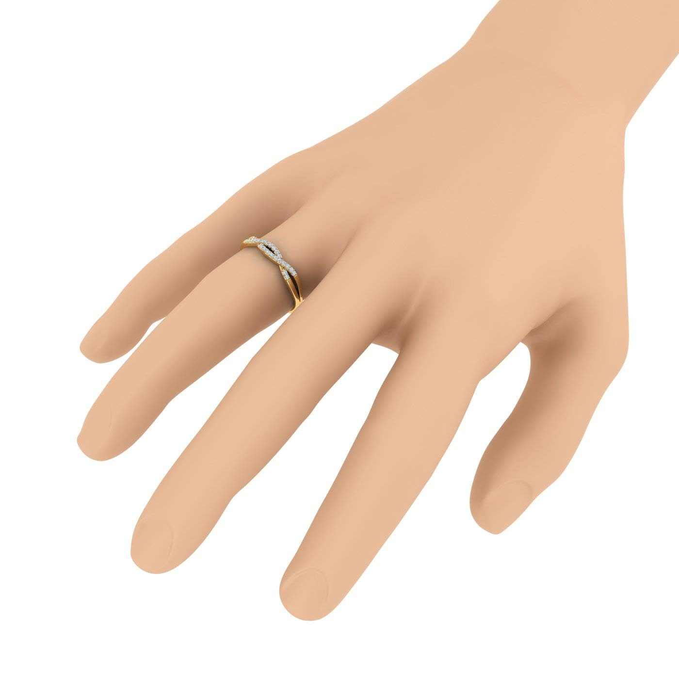 1/10 Carat (ctw) 10K Yellow Gold Diamond Ladies Swirl Stackable Anniversary Ring (Ring Size 8) (I1-I2 Clarity)