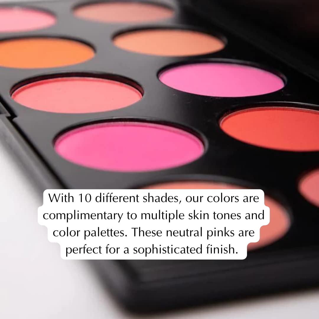 10 Color Blush Color Palette - Pink Blush, Neutral Colors, Cheeks Blush - Gluten Free and Vegan for Sensitive Skin EpiLynx by Dr. Liia