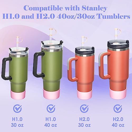 10 Pack Colorful Replacement Straws Compatible with Stanley 40oz Cup Tumbler, 4PCS Silicone Spill Proof Stoppers and Silicone Boot