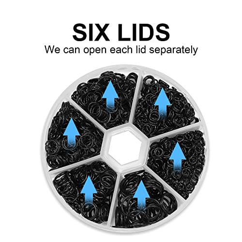 1000Pcs Black O Ring Connectors Metal Open Jump Rings Set 304 Stainless-Steel Jump Rings for Jewelry Making Connectors (4mm 5mm 6mm 7mm 8mm 10mm)