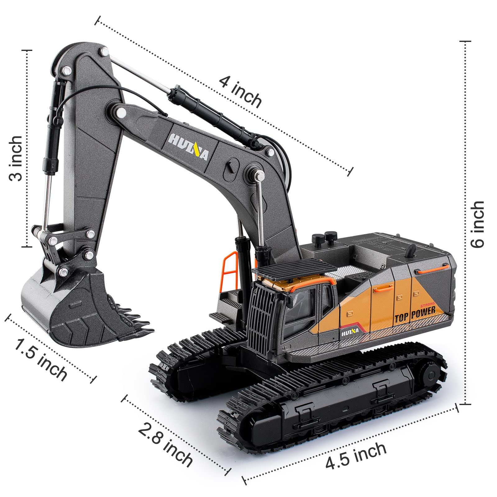 1/50 Scale Metal Excavator Toy, Diecast Engineering Construction Vehicles, Digger Trucks Toys for Boys Kids