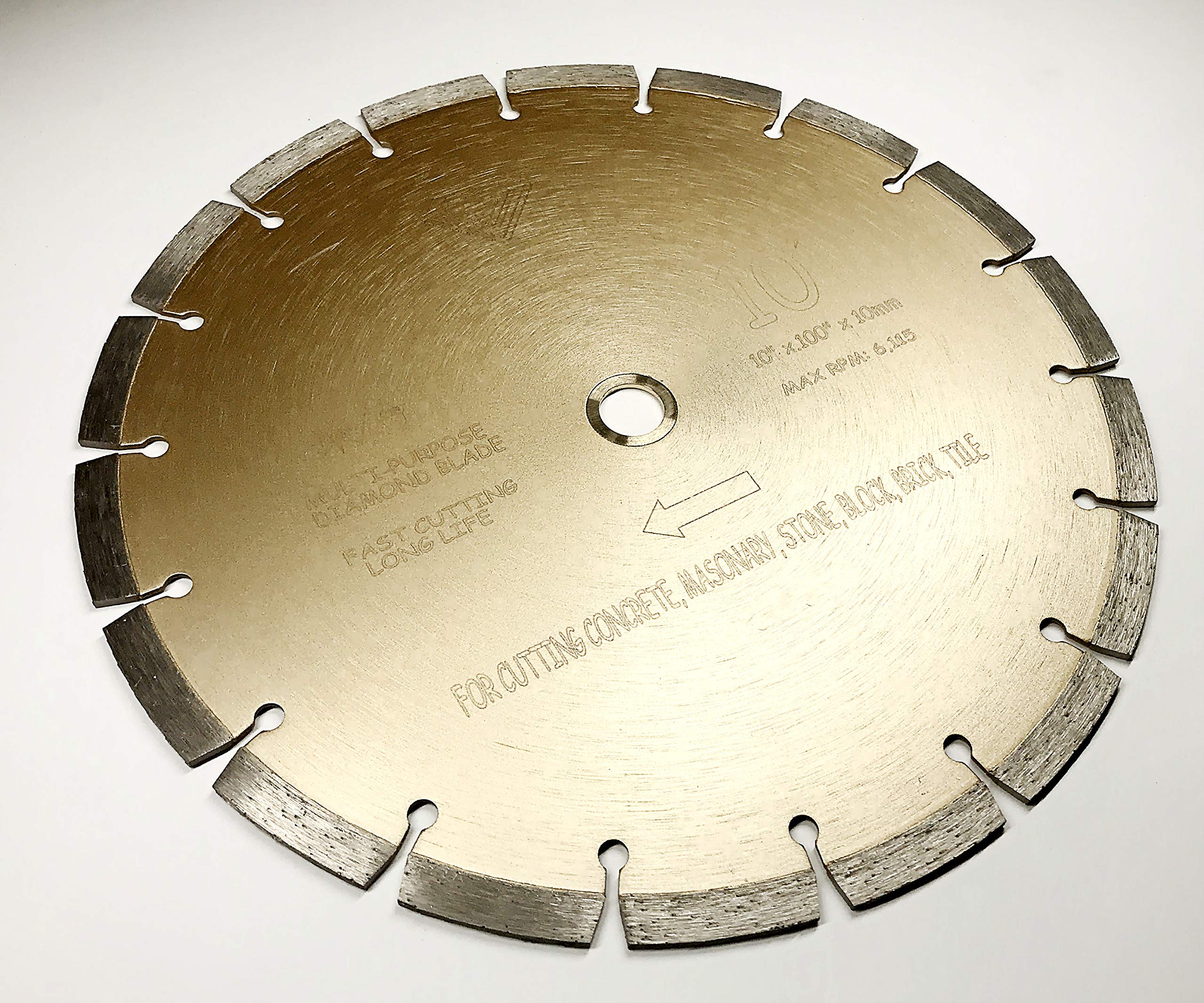 10 inch ALSKAR DIAMOND Dry or Wet Cutting General Purpose Power Saw Segmented Diamond Blades for Concrete Stone Brick Masonry (10")