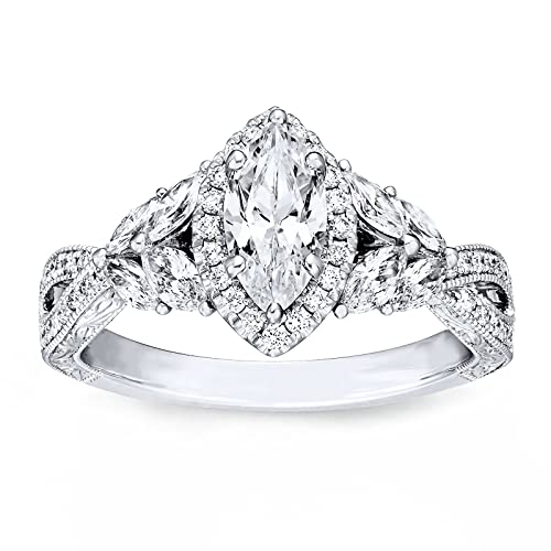 1-3/8 Carat (ctw) D-VVS1 moissanite engagement rings for women Platinum Plated Silver moissanite rings-Y-7