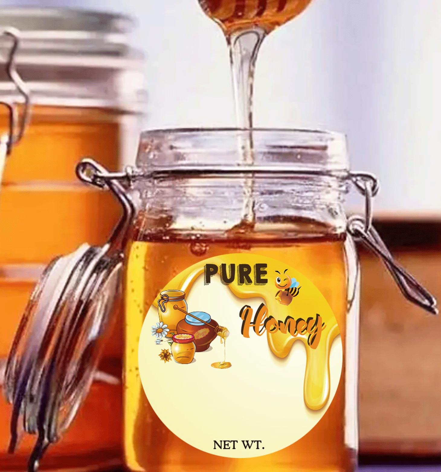 1.5 inch Honey Bottle Label Homemade Honey Net Weight Labels for Small Business Canning Jars and Lids 500pcs Per Roll