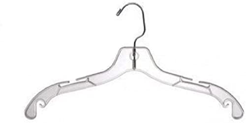 12 Pack - Heavy Weight 17" Clear Crystal Plastic Cloth Hangers - 12 Pack Suit or Coat Swivel Hook Hanger (Clear Hanger)