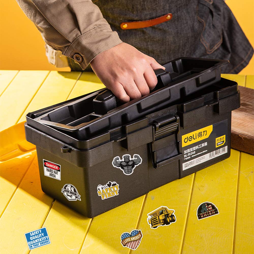 105pcs Pack Hardhats Stickers for Helmet Tool Box Water Bottle, Waterproof Vinyl Sticker for Welding Construction Lineman Ironworker Electrician Union Military, Funny Decals for Men Adult Labor Worker