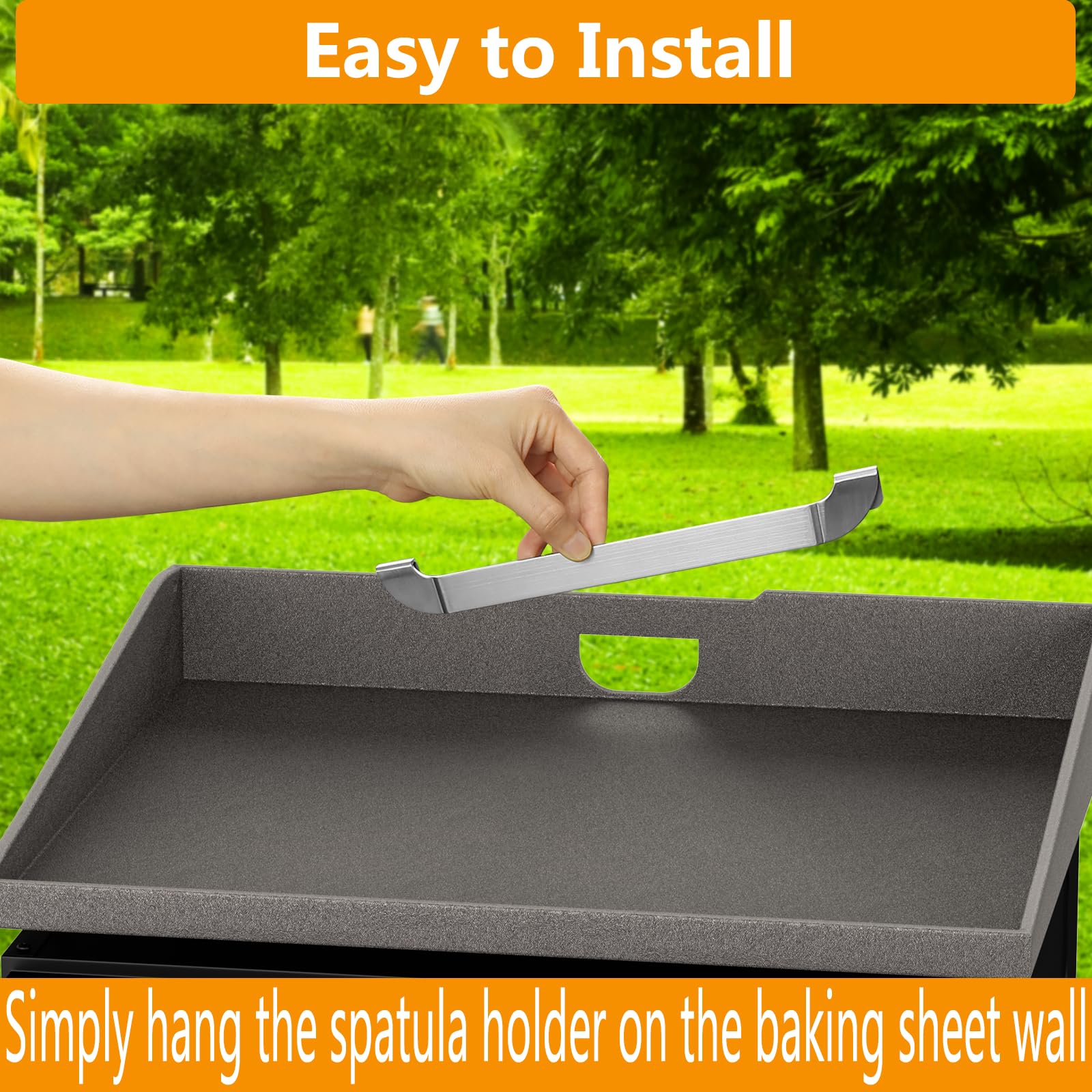 10 Inch Griddle Spatula Holder, Stainless Steel Grill Barbecue Tool Rack Curved Design, Griddle Accessories for Blackstone Flat Top Griddle and Other Grill Griddles (1 Pcs)