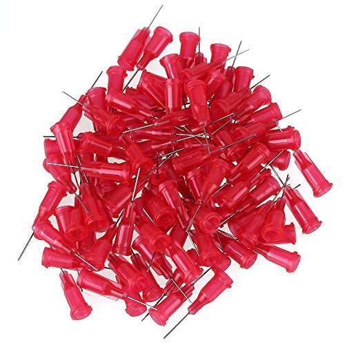 100pcs 25Ga 1/2" Red Blunt Dispensing Needles Syringe Needle Tips