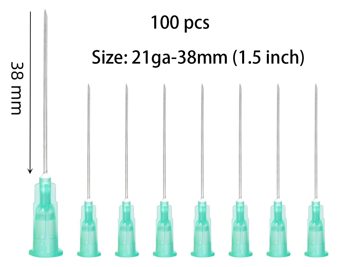 100 Pcs 1.5Inch 21Ga Glue Dispenser Head for Liquid Measuring and Refilling, Inks, Plants, Industrial, Lab (Cyan 21Ga)